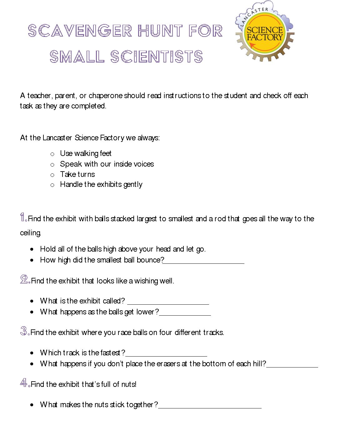 Science Scavenger Hunt Worksheet