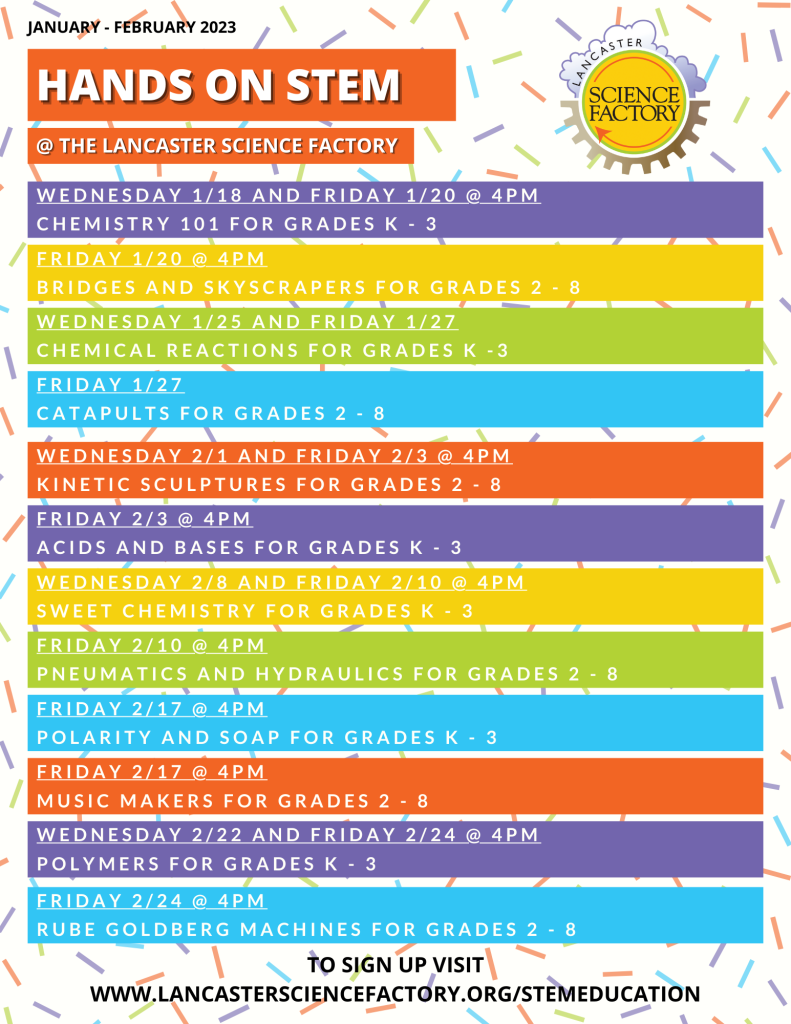 hands -on stem flyer winter 2023 (2) - The Lancaster Science Factory